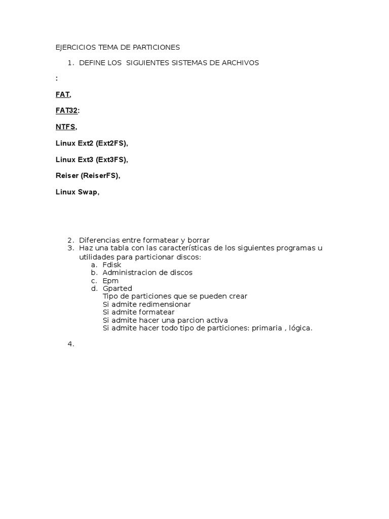 Ejercicios Tema de Particiones | PDF | Informática | Tecnología