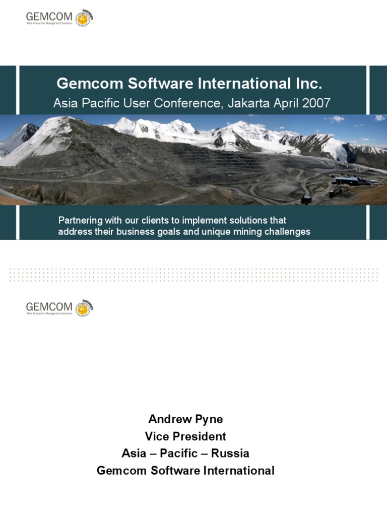 Gemcom Software International Inc.: Asia Pacific User Conference ...