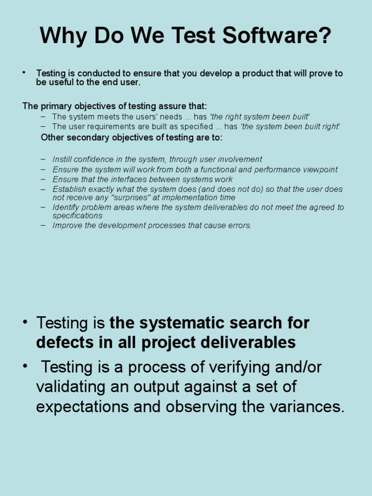 Why Do We Test Software? | PDF | Software Testing | Unit Testing