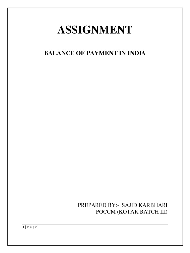 BOP Assignment | PDF | Current Account | Balance Of Payments