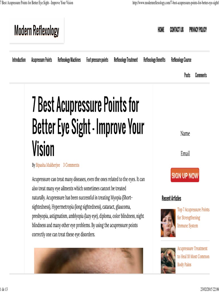 Acupressure Points for Better Eyesight | PDF | Nervous System | Medicine