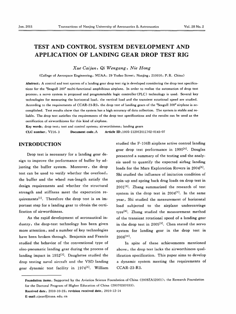 Test and Control System Development and Application of Landing Gear ...
