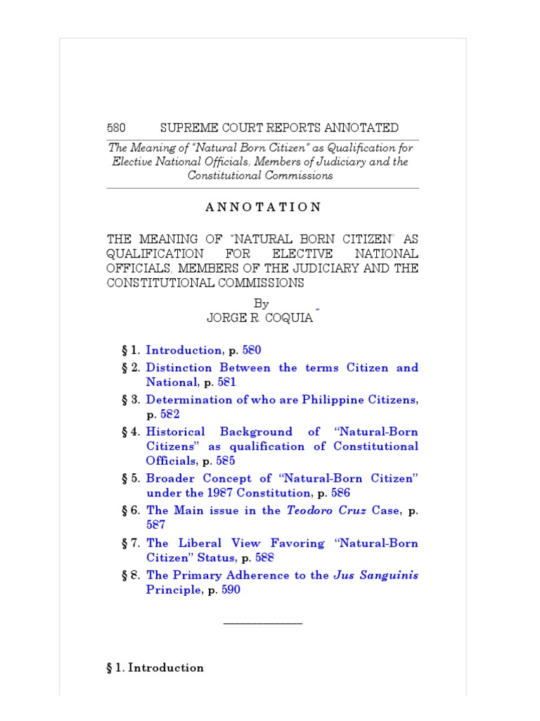 Annotation Natural Born Citizen | PDF | Naturalization | Citizenship
