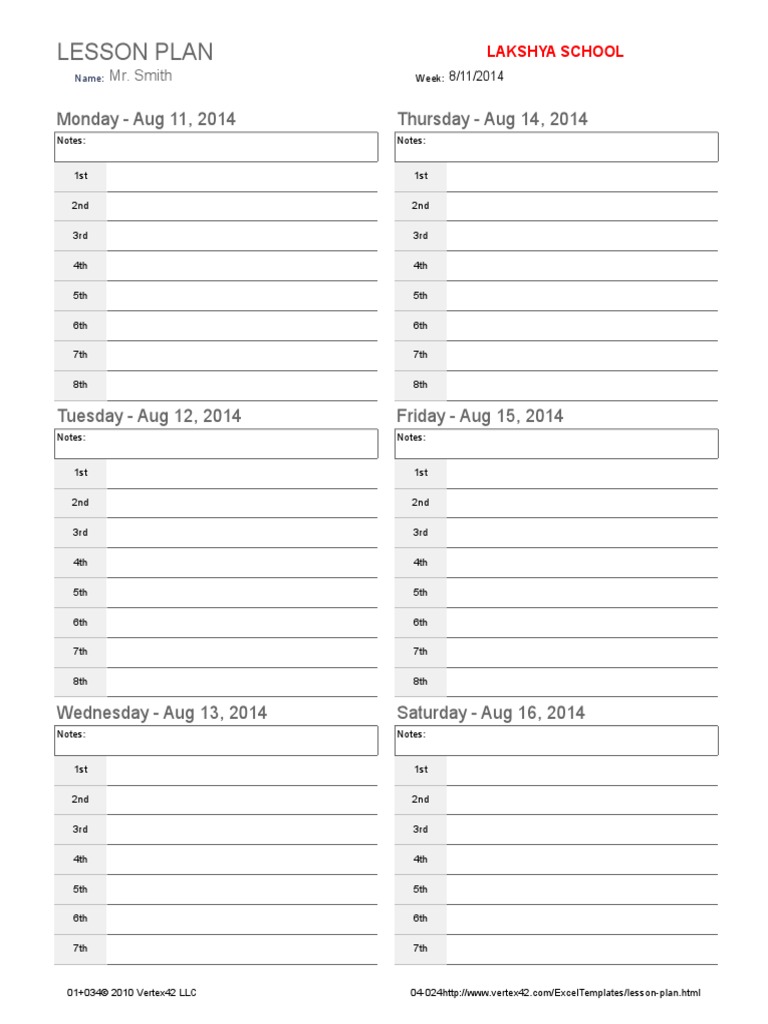 Weekly Lesson Plan | PDF