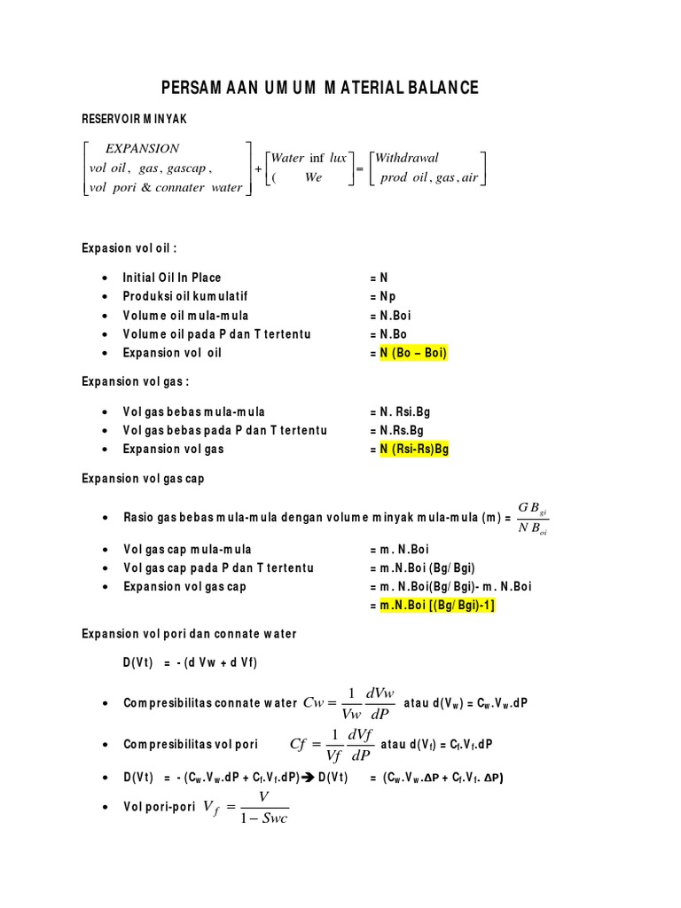 Persamaan Umum Material Balance | PDF | Metode & Bahan Ajar