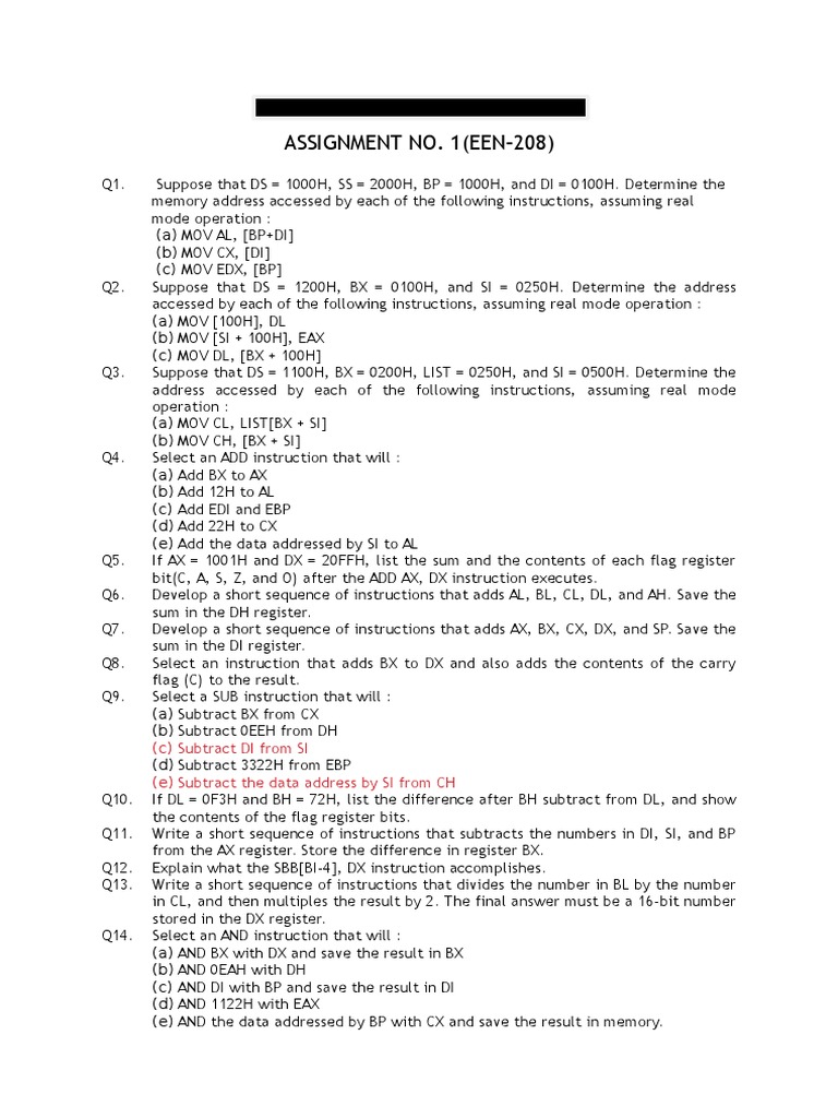 Assignment 1 | PDF | Instruction Set | Computer Engineering