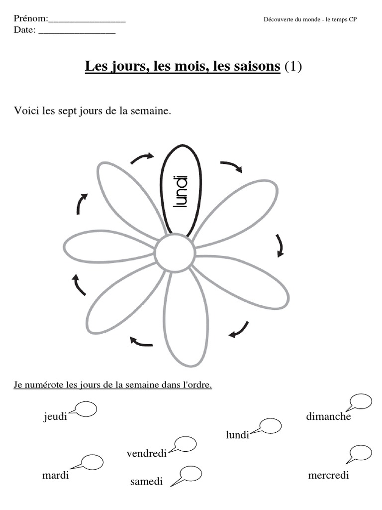 Jours, mois et saisons CP/CE1 | PDF | Méthodes et références pédagogiques