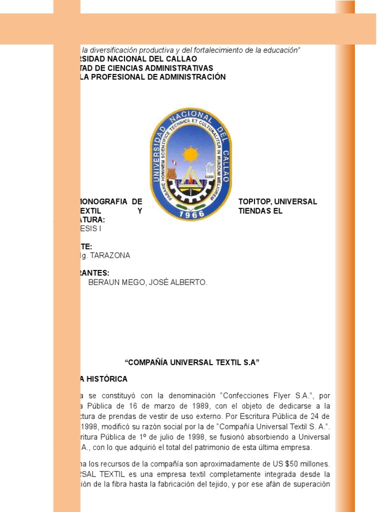 Universal Textil Recontra Terminado | PDF | Industria textil | Calidad ...