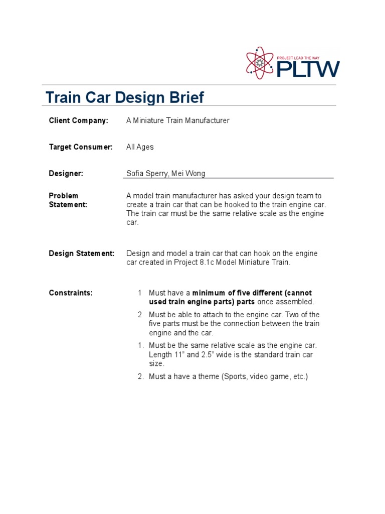 Train Car Design Brief | PDF