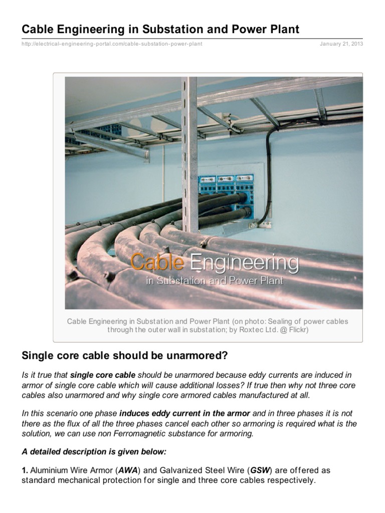 Cable Engineering in Substation and Power Plant | PDF | Cable ...