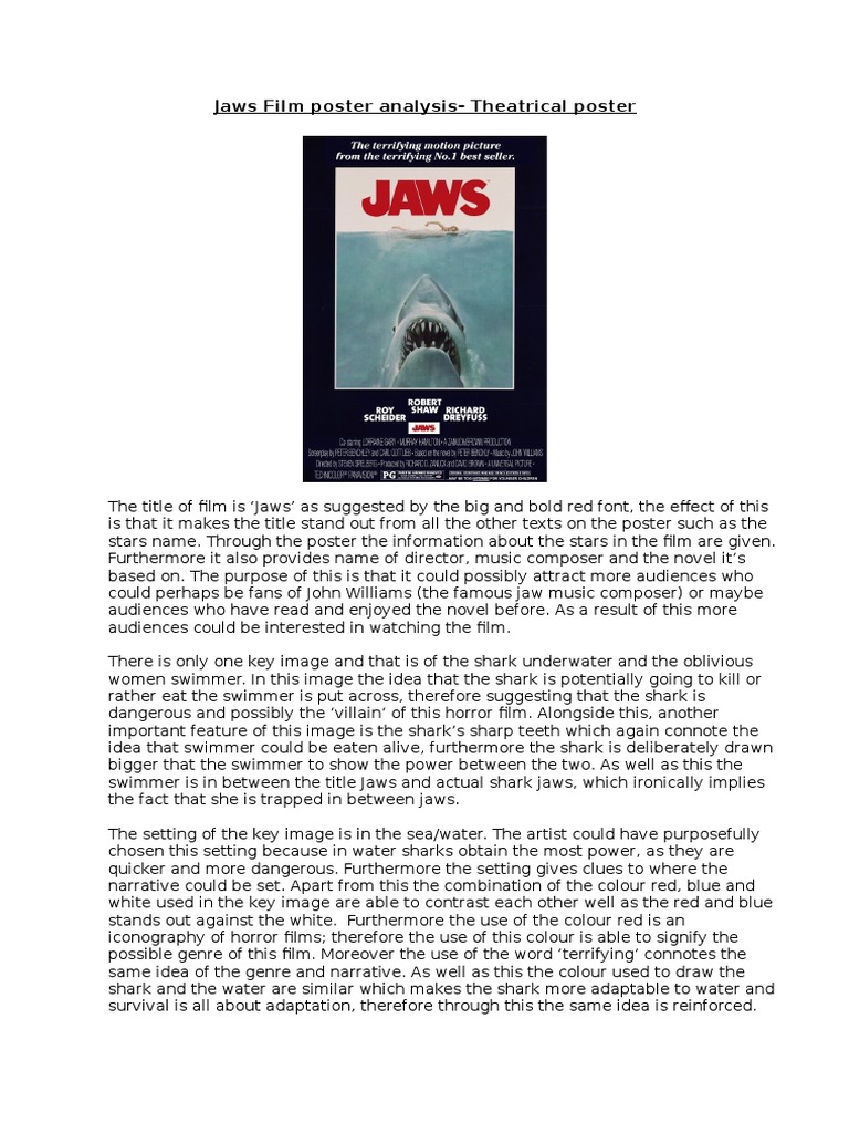 Jaws Film Poster Analysis | PDF | Sharks | Genre