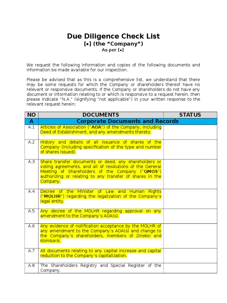 Due Diligence Check List | PDF | Arbitration | Insurance