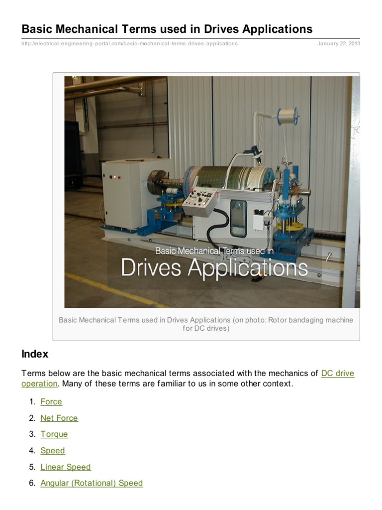 Basic Mechanical Terms Used in Drives Applications | PDF | Torque ...