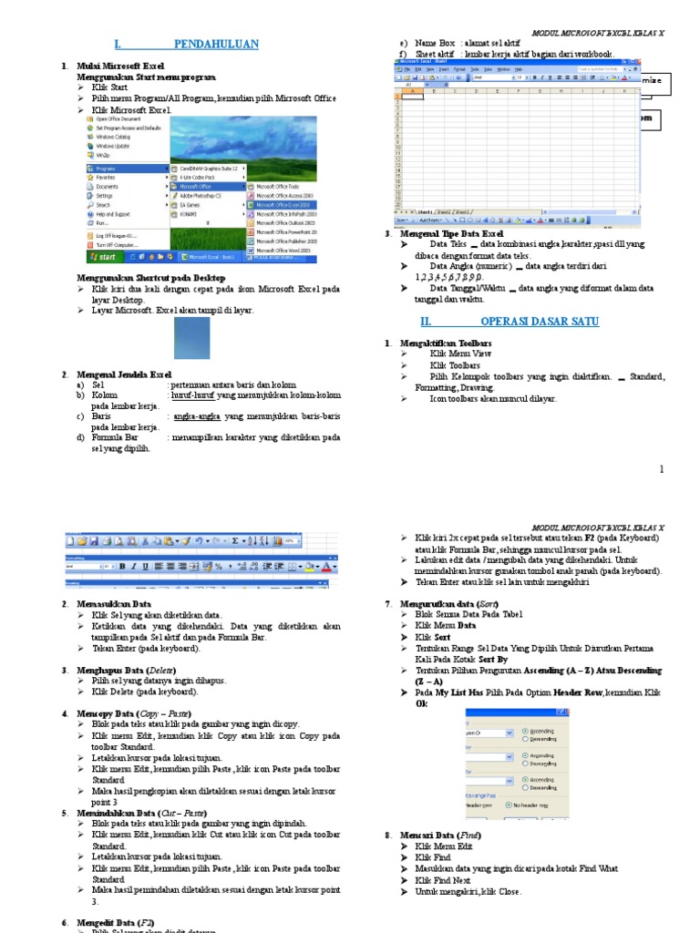 Modul Microsoft Excel Kelas X | PDF | Metode & Bahan Ajar | Komputer