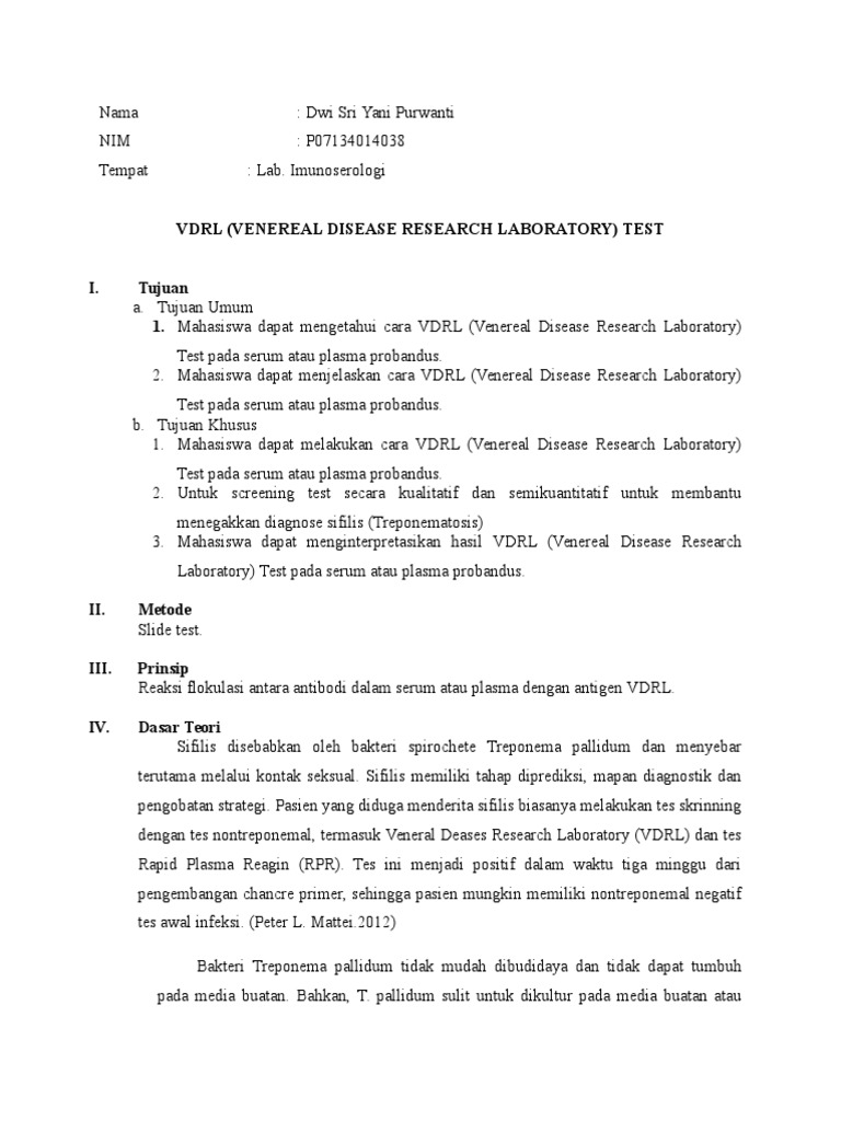 VDRL Test | PDF