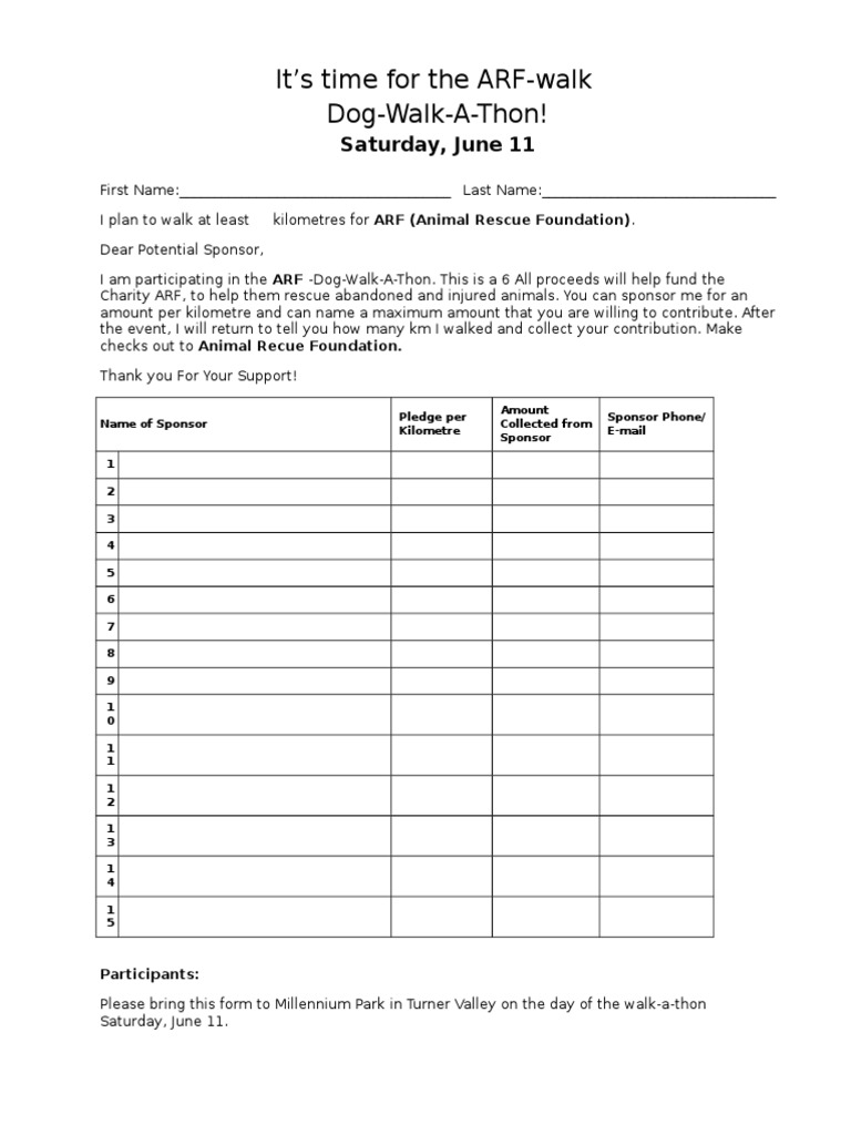 Pledge Form Arf Walk | PDF | Sports