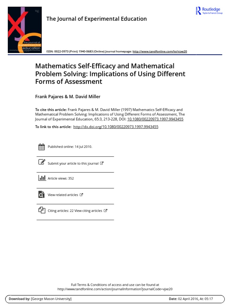 Math Self-Efficacy and Assessment Formats | PDF | Self Efficacy ...