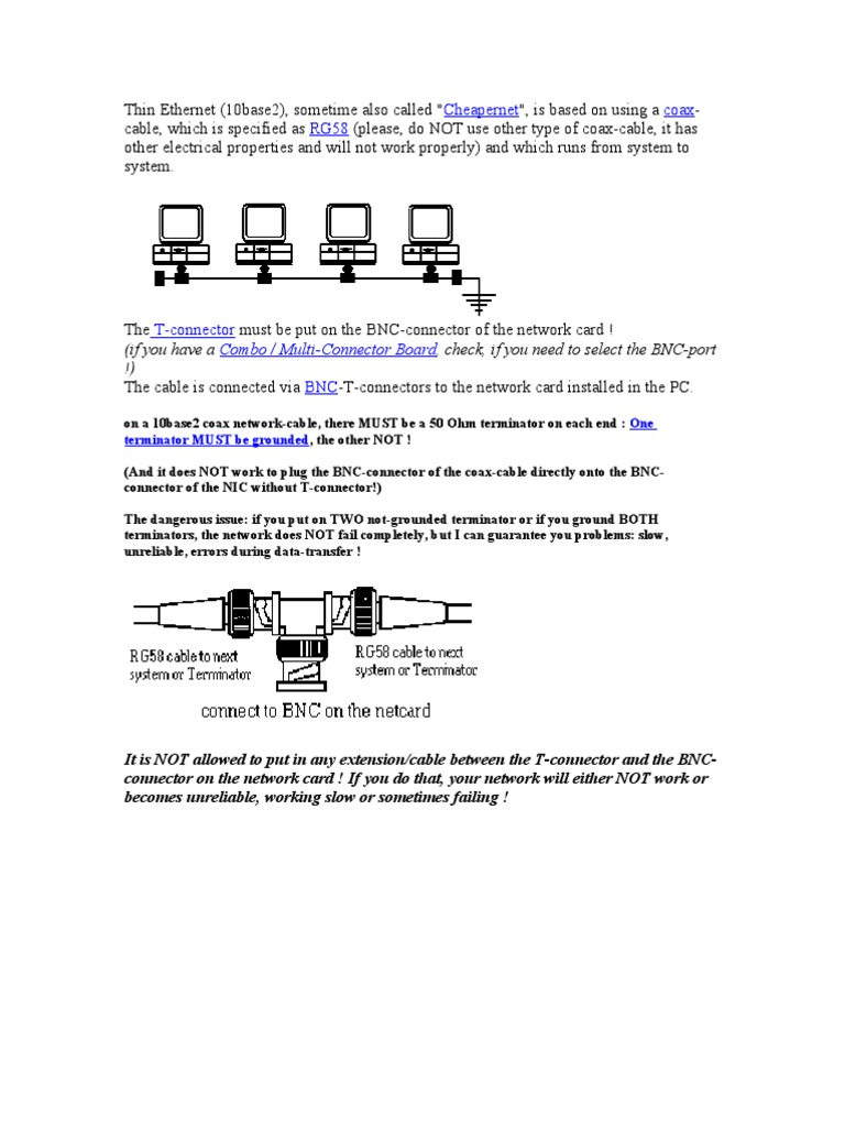 Thin Ethernet 10base2 | PDF | Data Transmission | Telecommunications