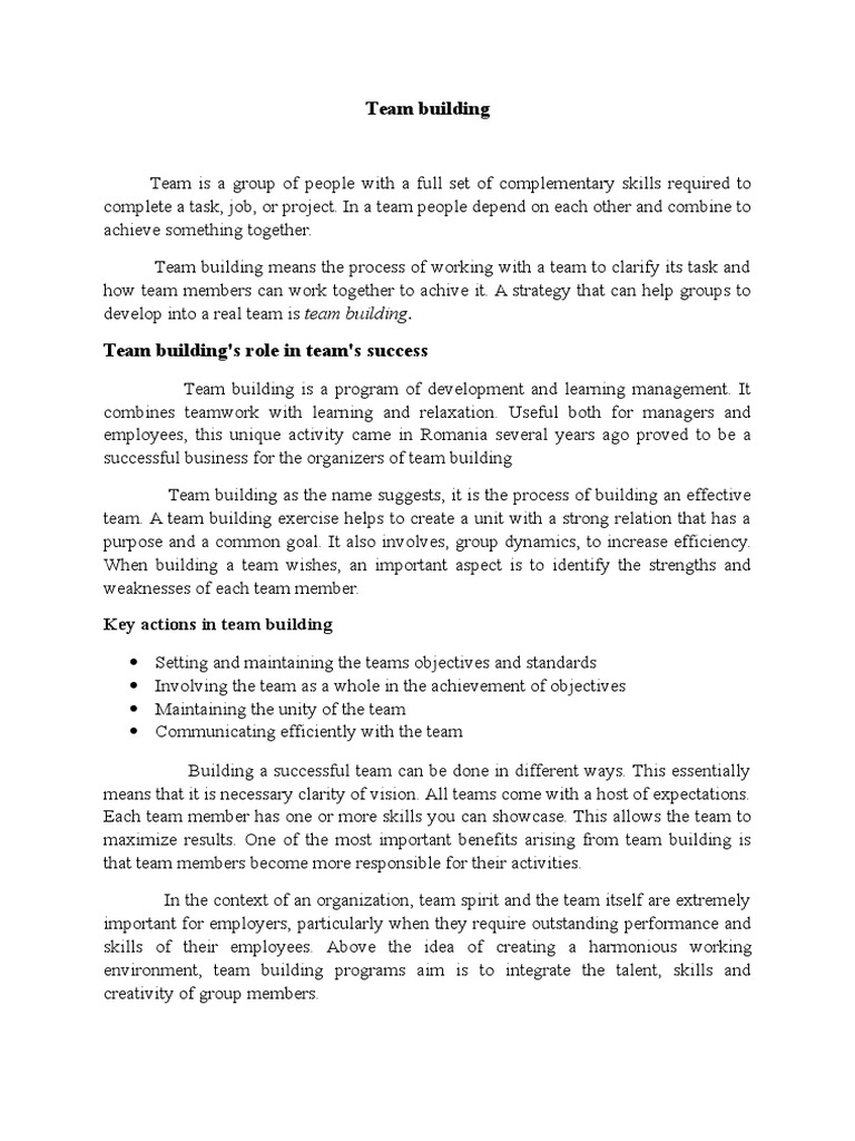 Team Building | PDF | Team Building | Employment