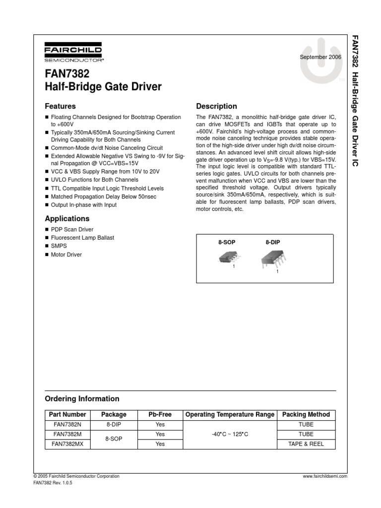 Fan 7382 | PDF | Field Effect Transistor | Electronic Engineering