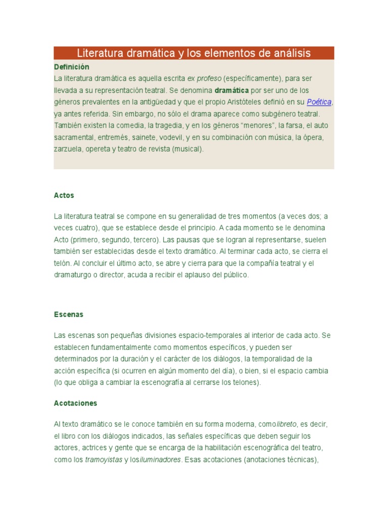 Elementos de la Literatura Dramática | PDF | Teatro | Poesía