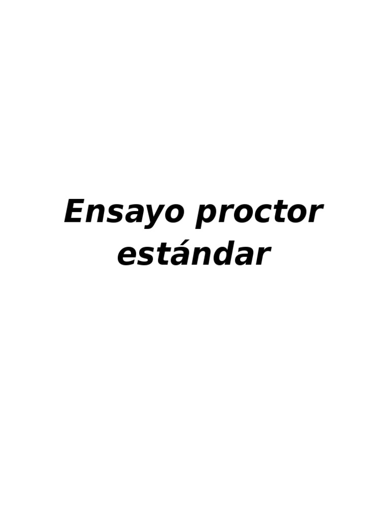 Ensayo Proctor Estándar | PDF | Densidad | Humedad