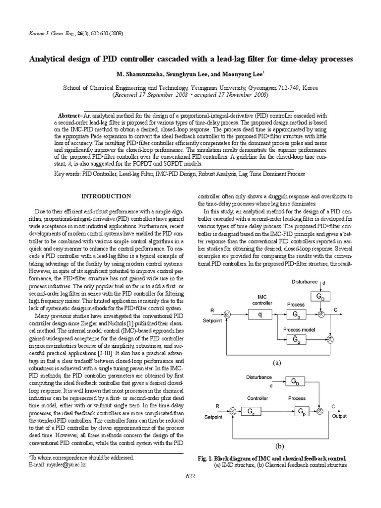 Analytical Design of PID Controller Cascaded With A Lead-Lag Filter For ...