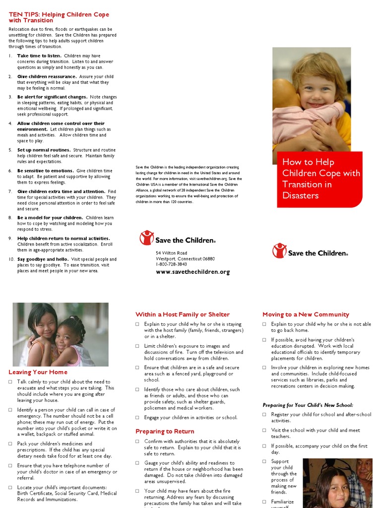 How To Help Children Cope With Transition in Disasters, November 2007 ...