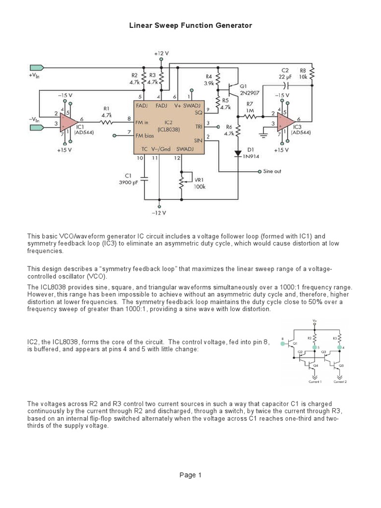 ICL8038 Linear Sweep Function Generator CCT | PDF | Electronic Circuits ...