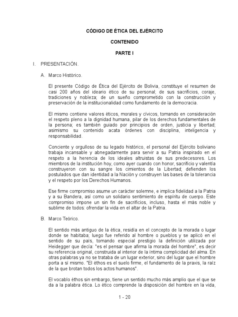 Codigo de Etica Del Ejercito | PDF | Moralidad | Comportamiento
