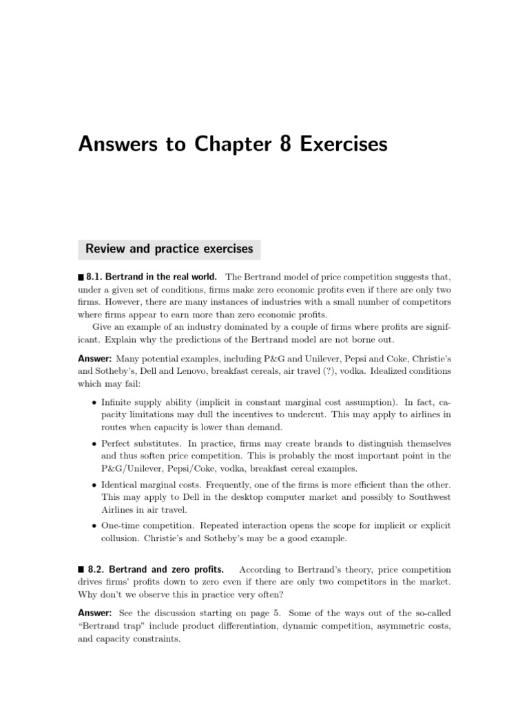 Oligopoly Exercises | PDF | Oligopoly | Demand