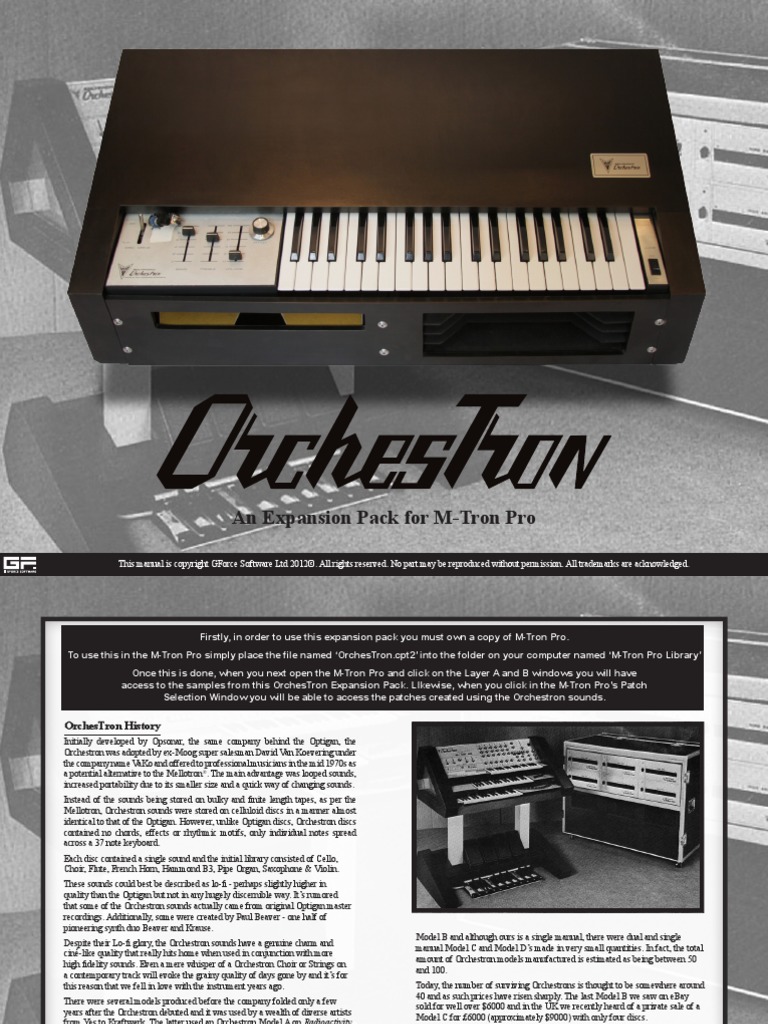 Orchestron Manual | Synthesizer | Music Industry