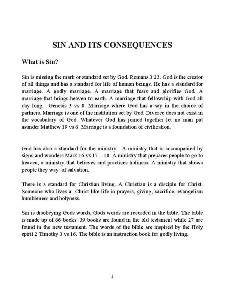 Sin and Its Consequences | Download Free PDF | Adam And Eve | Sin