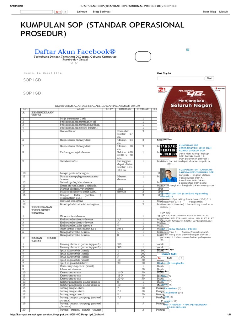 SOP IGD: Alat dan Prosedur Penanganan | PDF | Pengembangan Diri ...