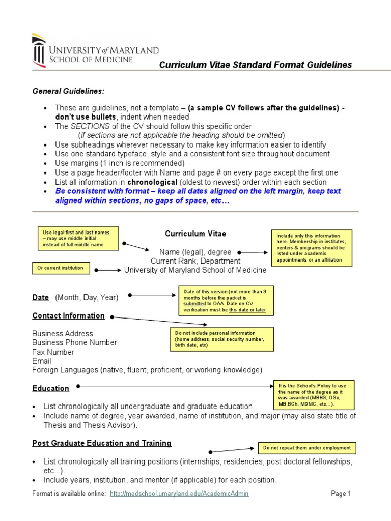 CV Format | PDF | Neurology | Medical School