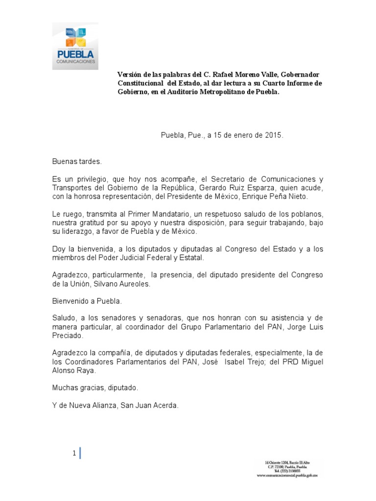 Informe De Gobierno Puebla México Turismo Prueba Gratuita De 30