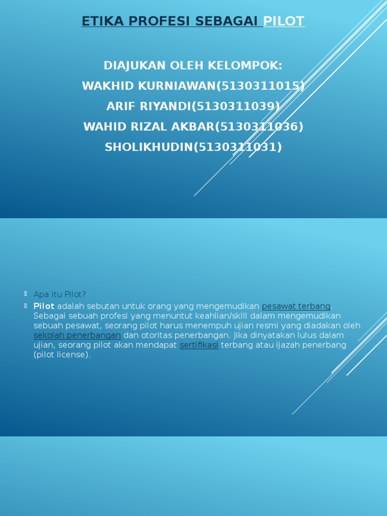 Etika Profesi Sebagai Pilot | PDF