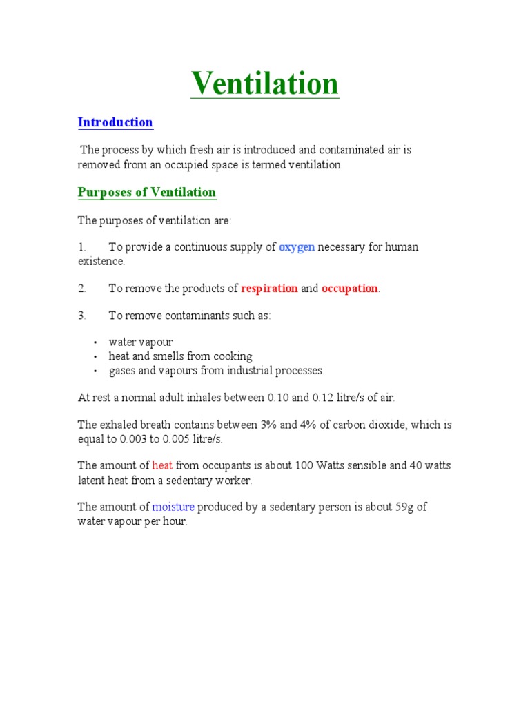Ventilation | PDF | Ventilation (Architecture) | Duct (Flow)