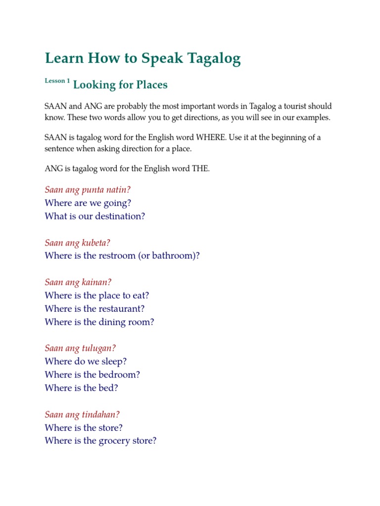 Learn How To Speak Tagalog | PDF | Tagalog Language | Linguistic Morphology