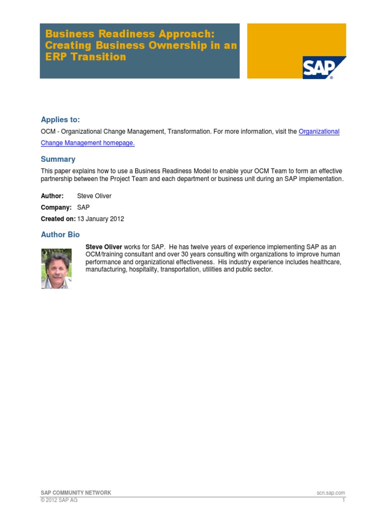 Business Readiness Approach | PDF | Business Process | Ibm Db2