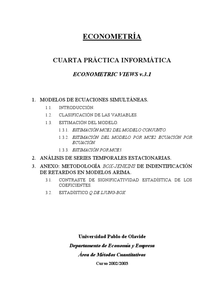 Practica A Con Eviews | PDF | Econometría | Autocorrelación