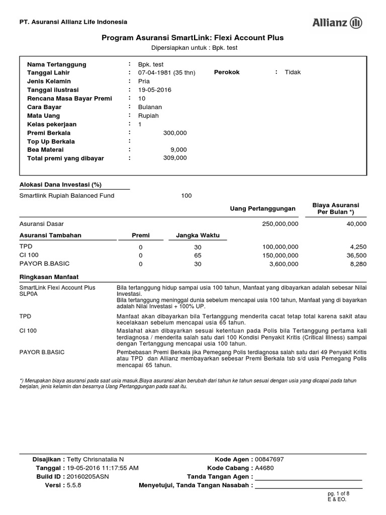 SmartLink Flexi Account Plus Allianz | PDF | Pengelolaan Keuangan & Uang