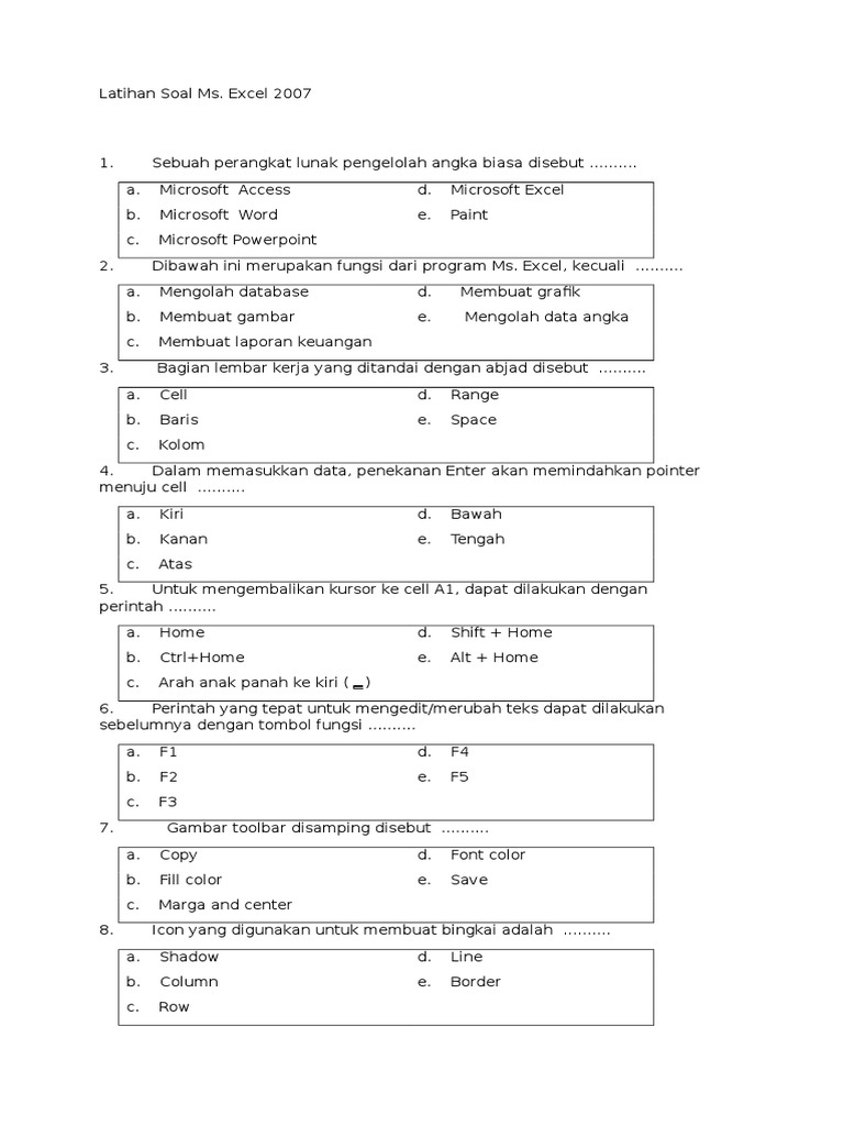 Latihan Soal Ms Excel | PDF