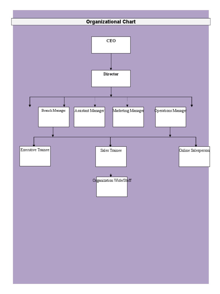 Organizational Chart: Assistant Manager Marketing Manager Operations ...