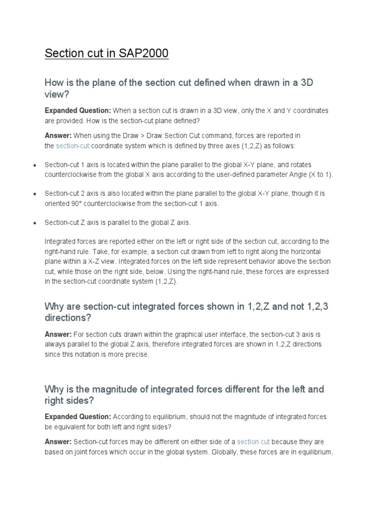 Defining Section Cuts in SAP2000 | PDF | Cartesian Coordinate System ...