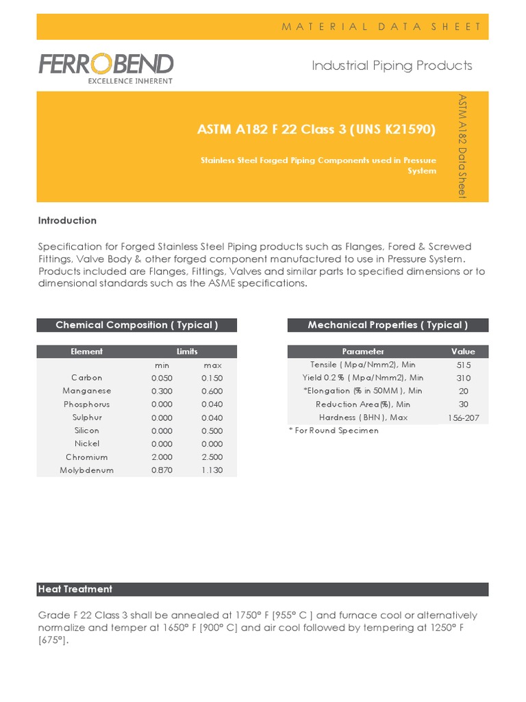 Astm A182 f22 Class 3 | PDF | Forging | Pipe (Fluid Conveyance)