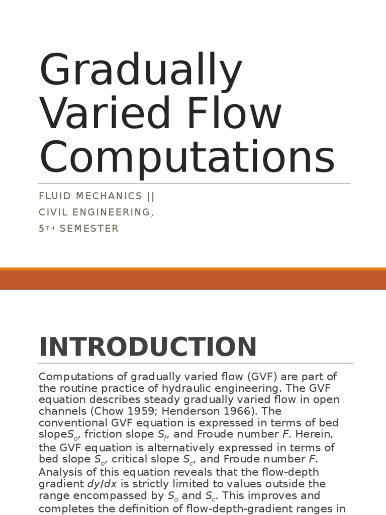 Gradually Varied Flow Computations | PDF | Slope | Mechanics