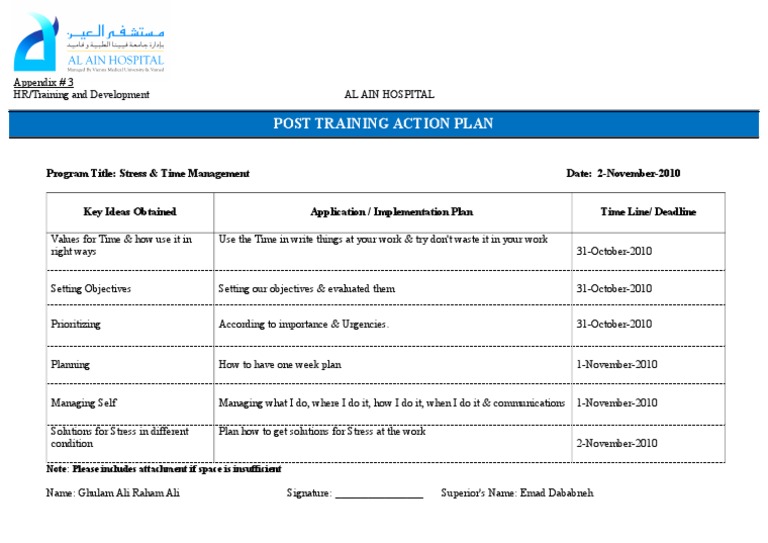 Post Training Action Plan | PDF