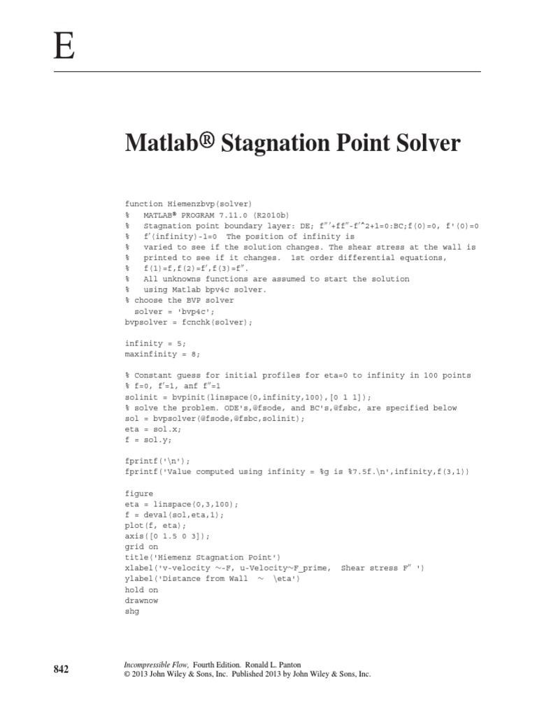 Matlab Stagnation Point Solver | PDF | Teaching Methods & Materials