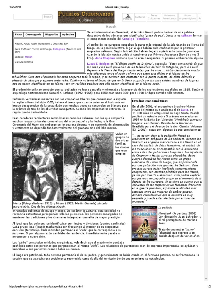 Manekenk (Haush) | PDF | Pueblos Indígenas de las Américas